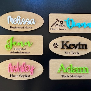 Name Tag Magnetic Holder Personalized Engraved Employee Work Badge Name ...