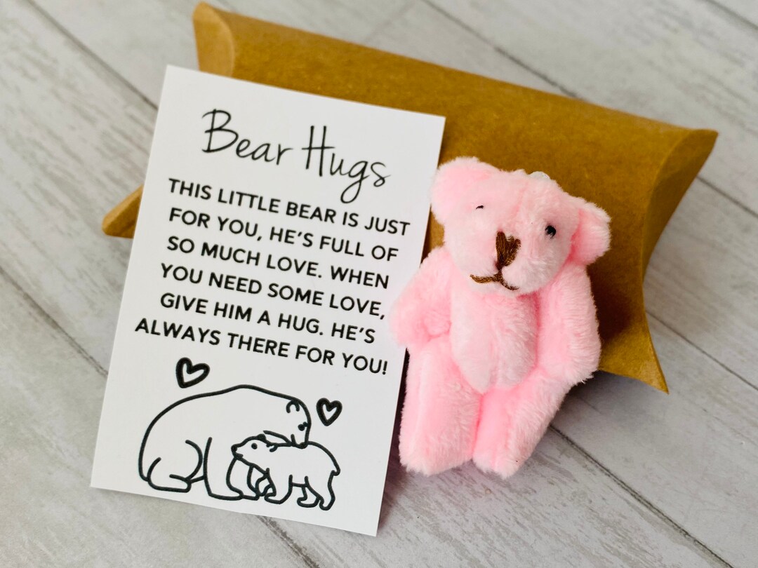 Bear Hug Pink , Love Token, Animal Pocket Hug, Mini Hug Bear, Love ...
