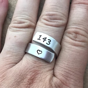 143 I Love You -hand Stamped Ring - Very Sturdy Ring - Great Gift - Fun ...