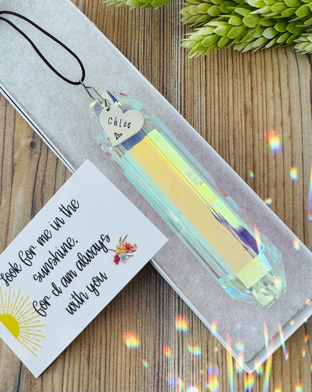 Sun Catcher, Long Crystal Rainbows, Sympathy Gift, Poem Card Memorial ...