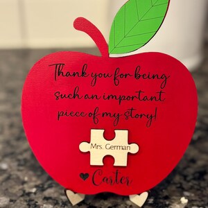 Custom Teacher Gift Apple Puzzle Piece, Teacher Apprication Week, End ...