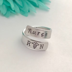Nurse Ring RN Ring RN / Nurses / Nursing Student / Nurse Gift - Hand ...