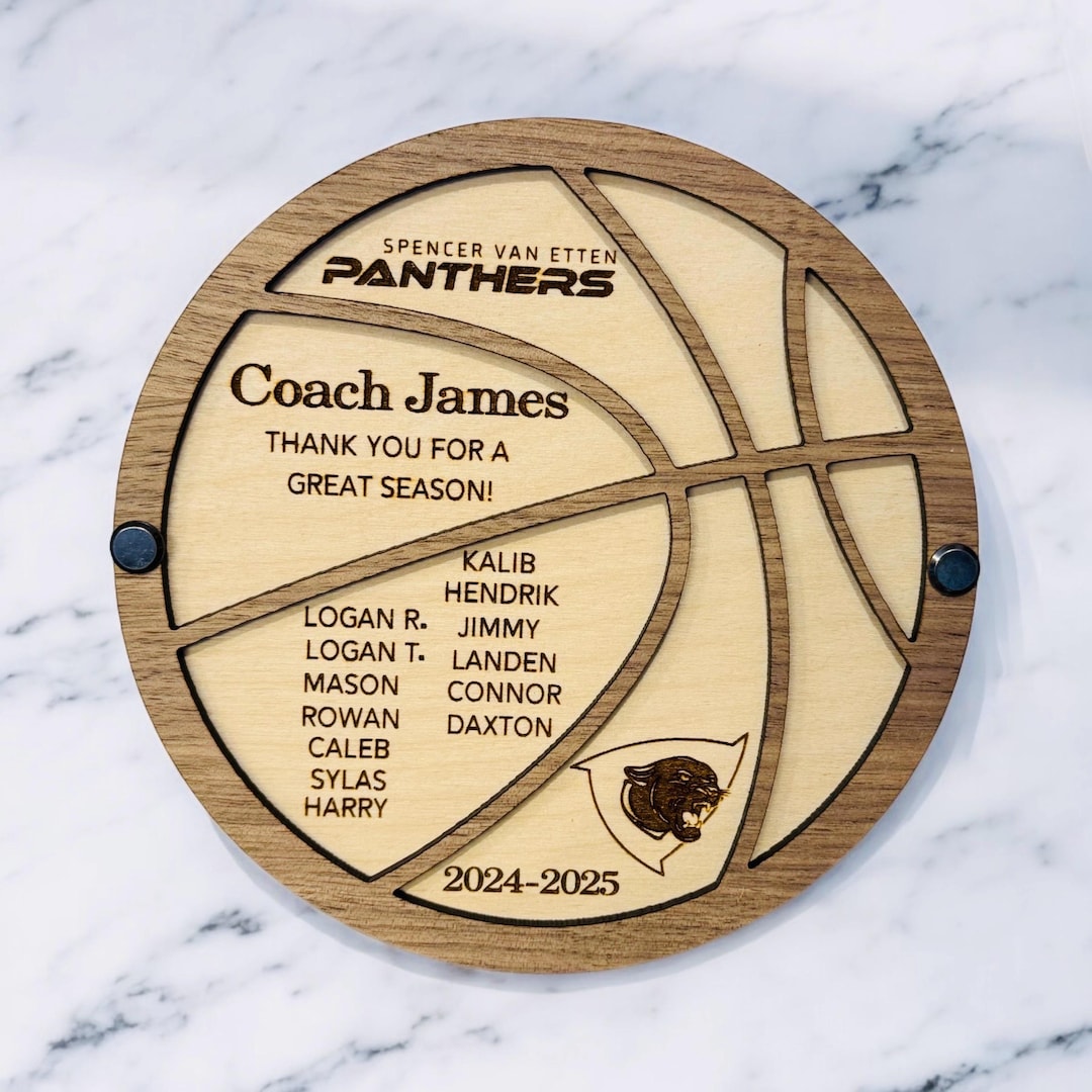 Personalized Basketball Coach Wood Gift Plaque, Coach and Players Names ...