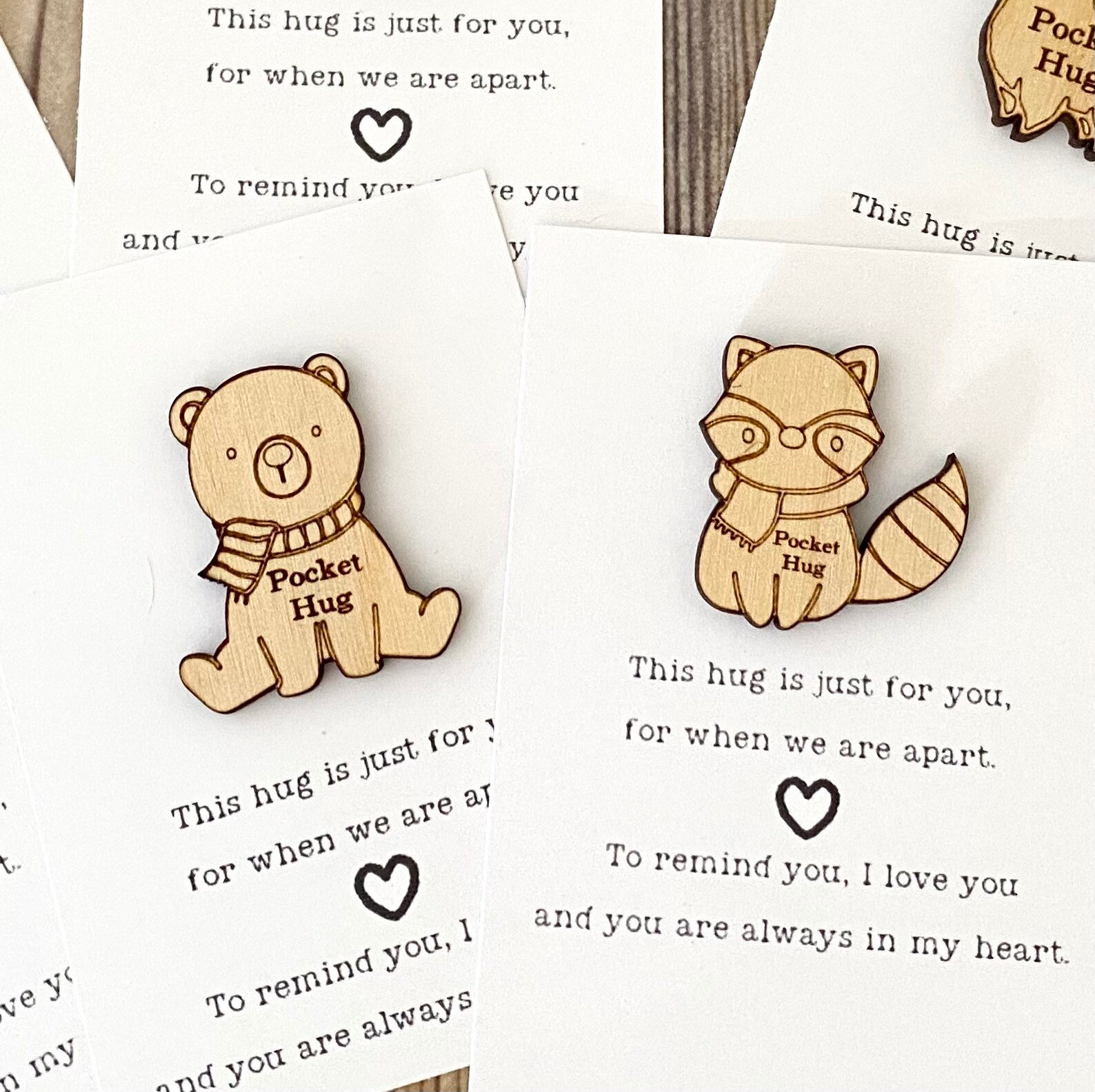 Pocket Hug, Love Token, Animal Wooden Pocket Hug, Token, Love Reminder ...