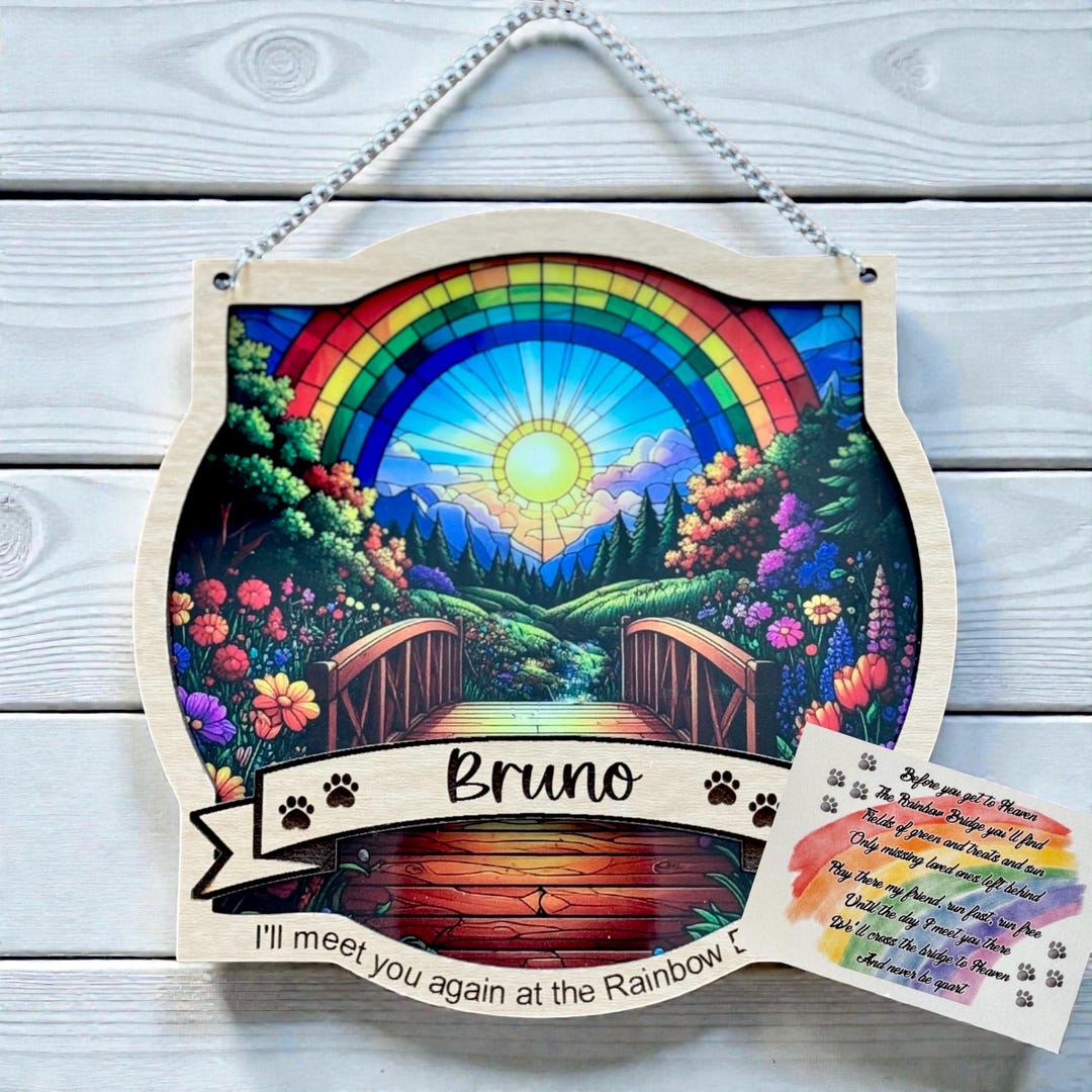 Rainbow Bridge Pet, Sun Catcher, Suncatcher Pet Memorial, Personalized ...