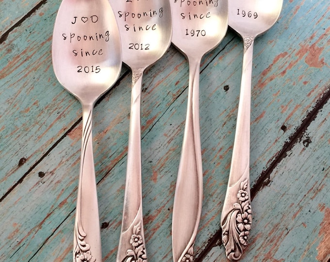 Spooning Since - Hand Stamped Silverware Vintage Spoon Message - Reused ...