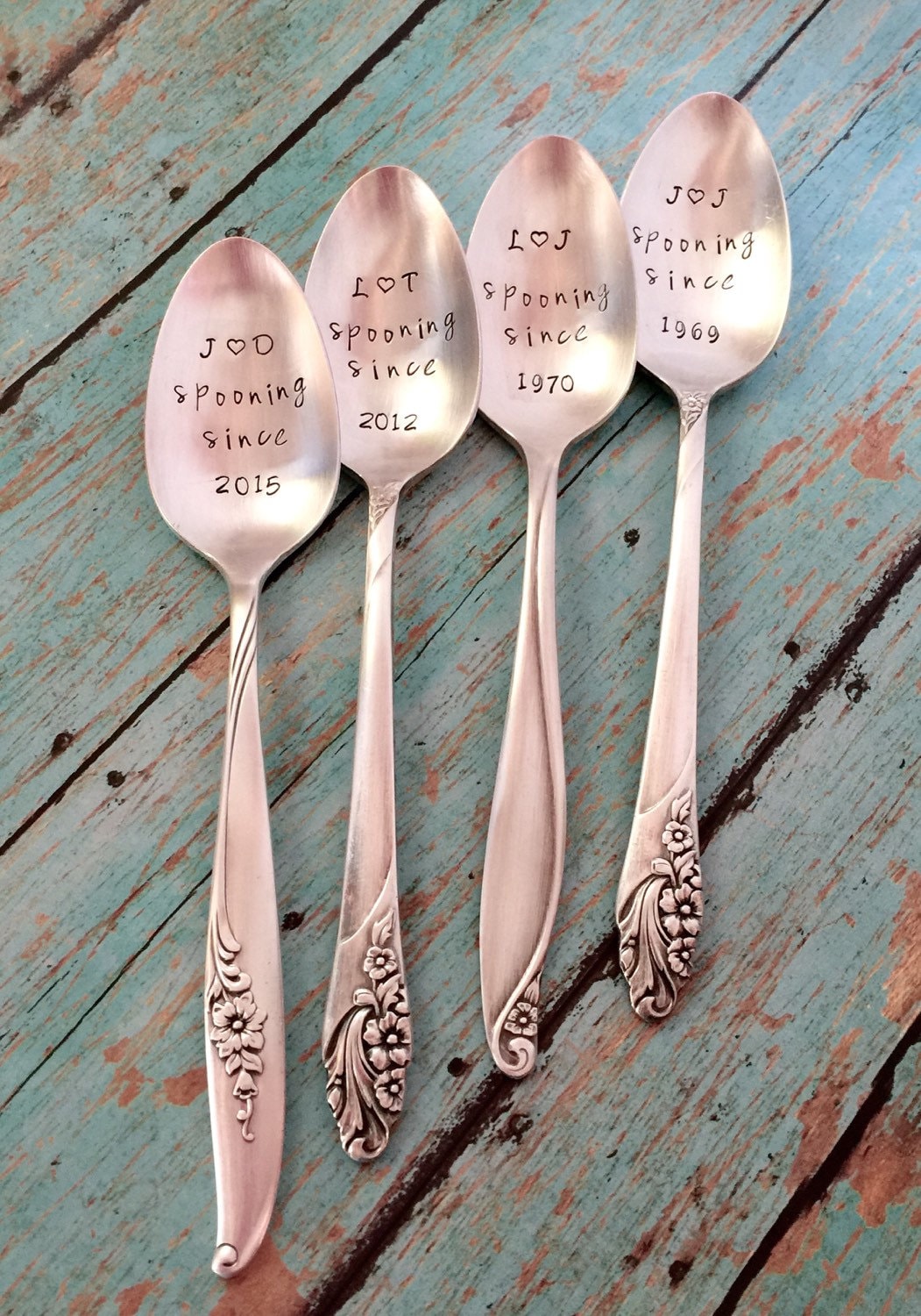 Spooning Since Hand Stamped Silverware Vintage Spoon Message | Etsy