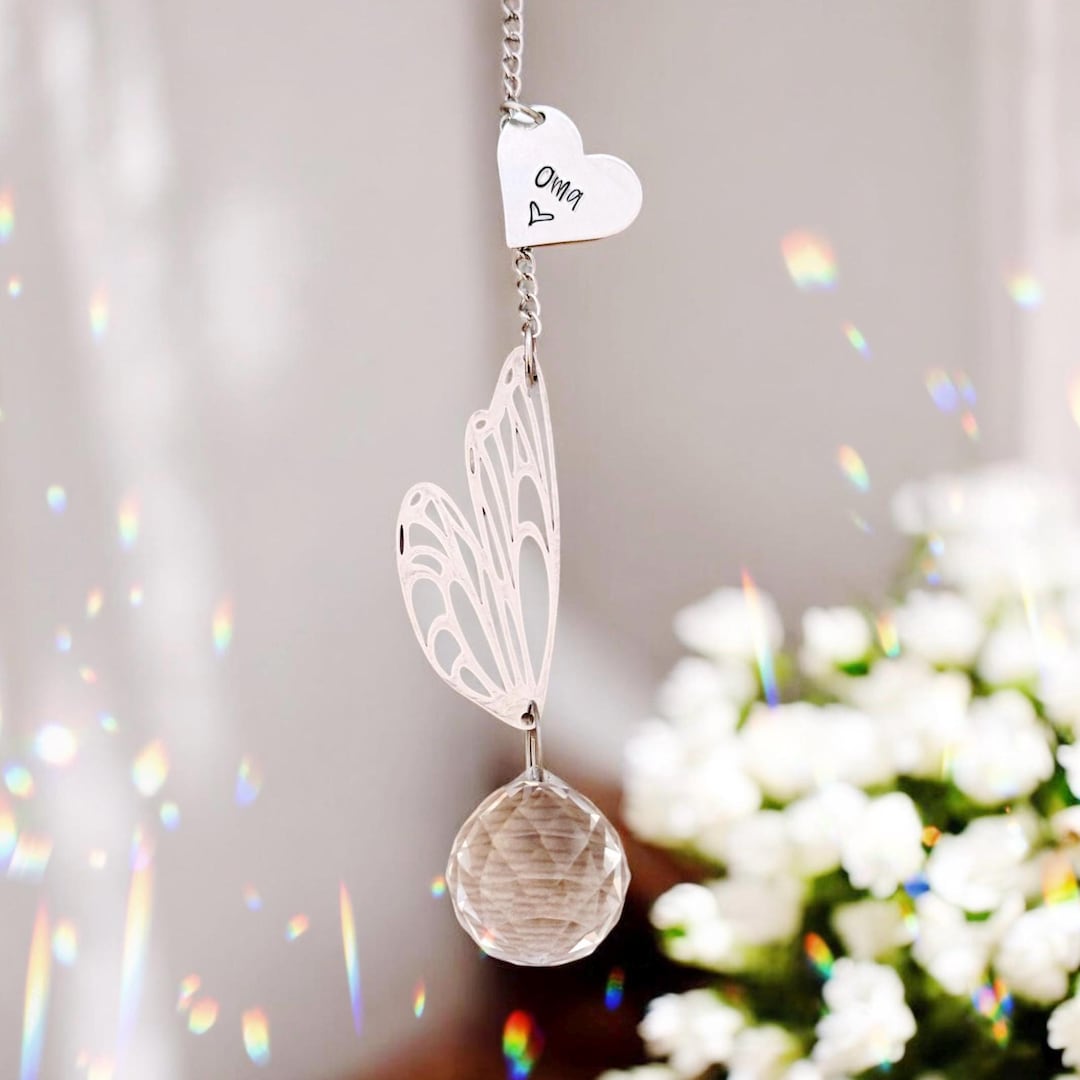 Sun Catcher Butterfly Sympathy Gift, Poem Card Memorial Suncatcher ...
