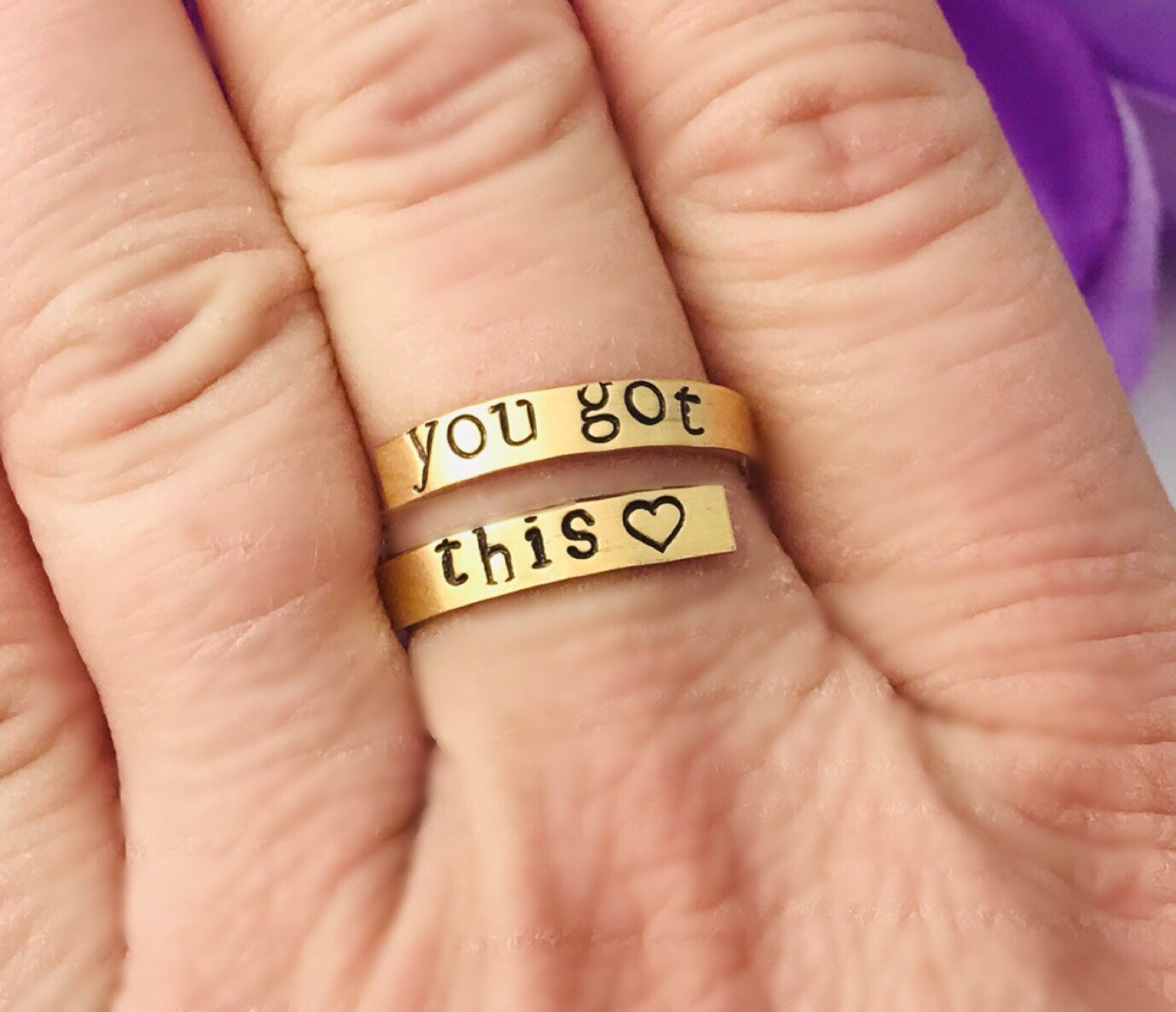 Custom Ring Personalized GOLD TONE Custom Hand Stamped Ring - Etsy