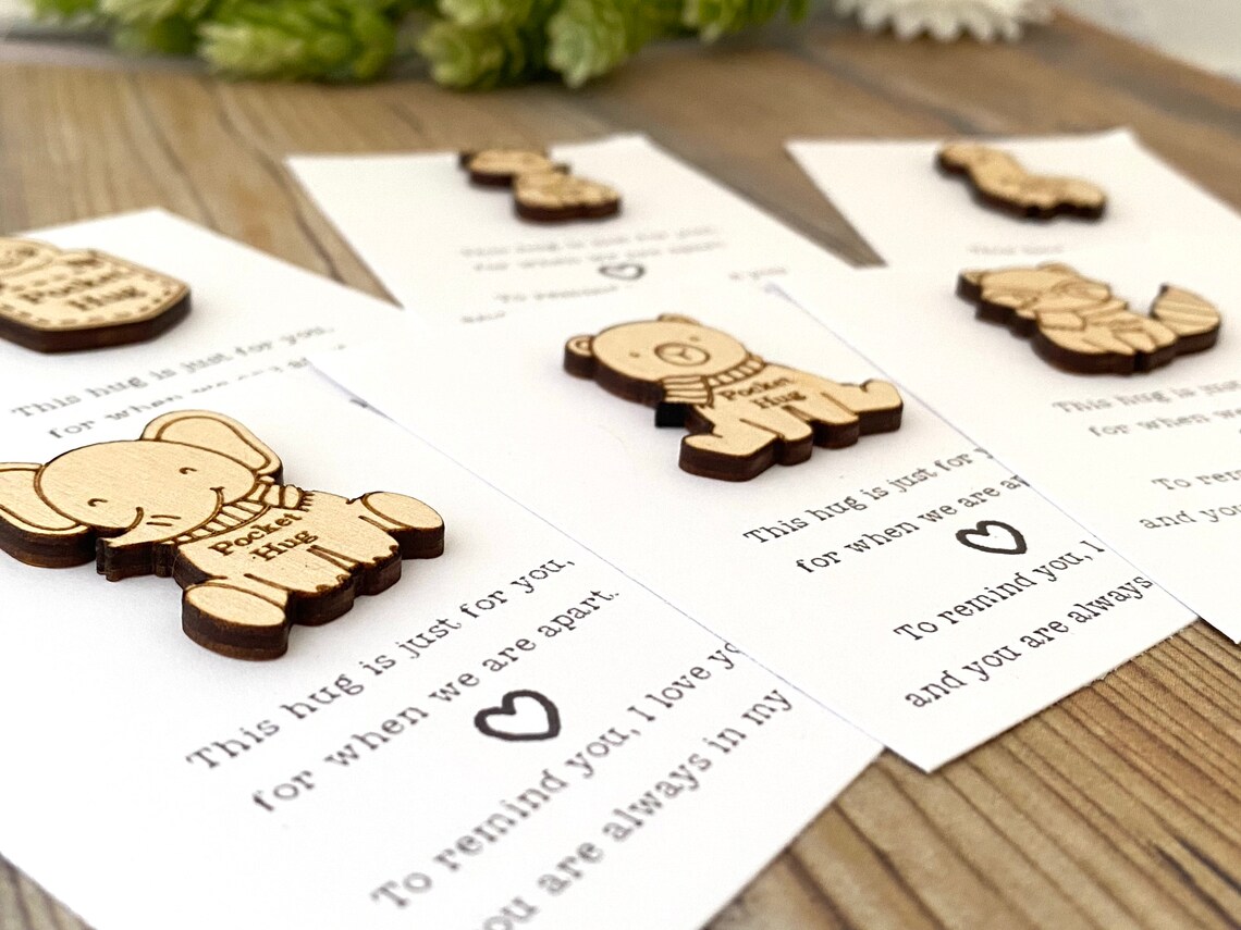 Pocket Hug Love Token Animal Wooden Pocket Hug Token Love - Etsy