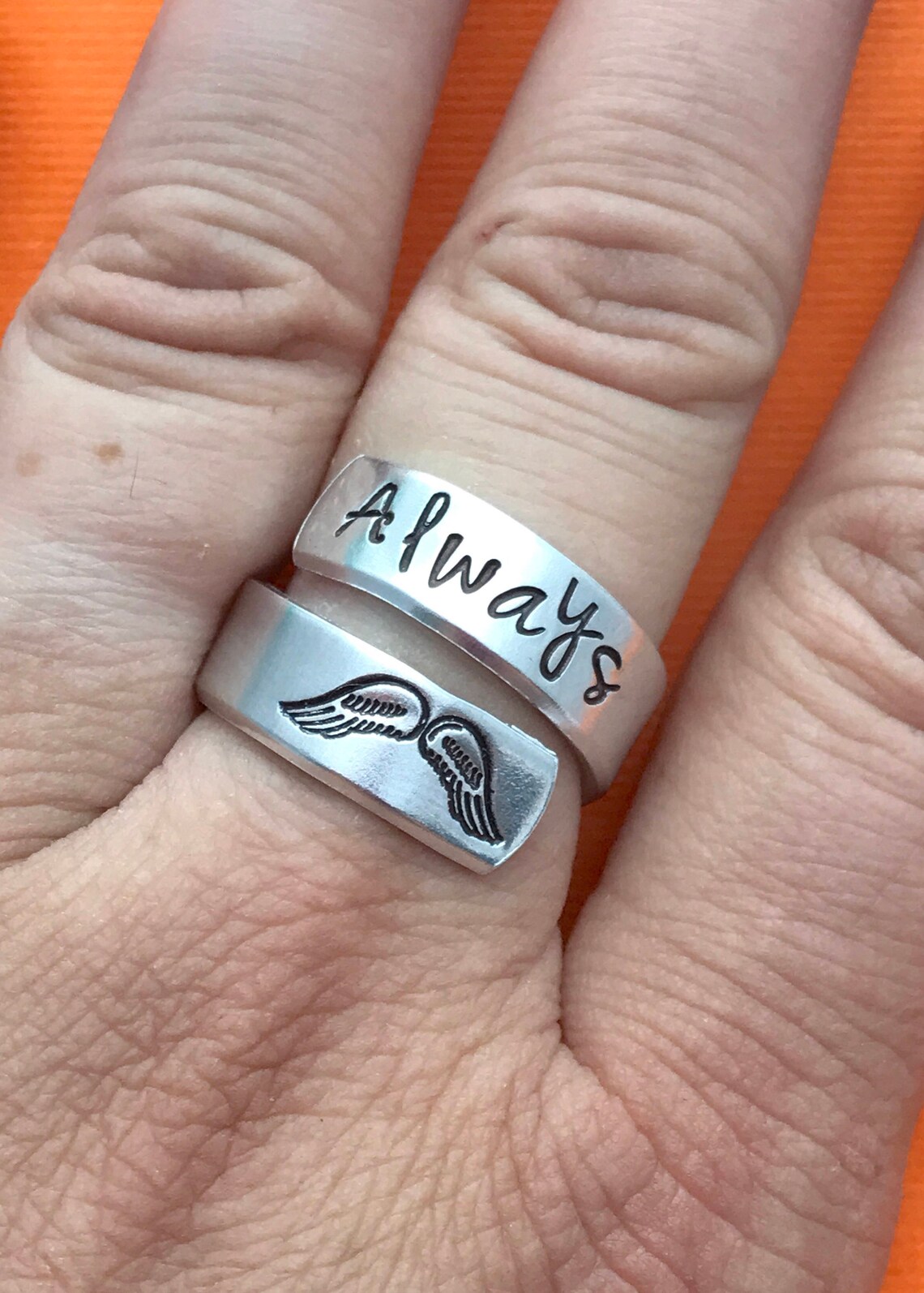 Personalized Wrap Ring Custom Hand Stamped Ring Very - Etsy