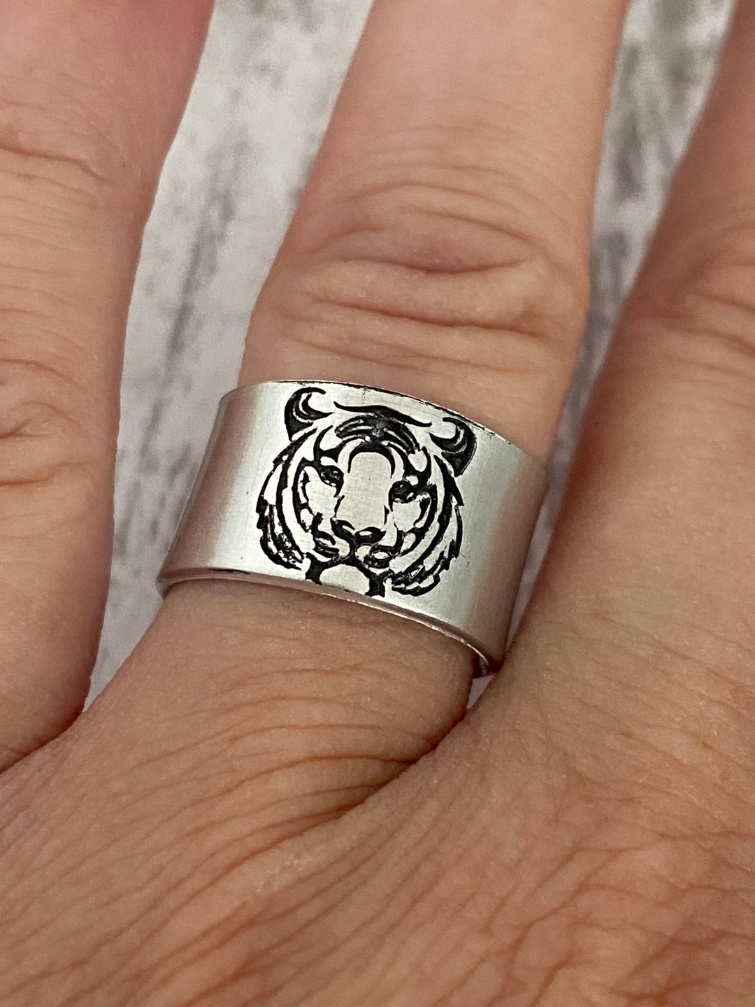 Tiger Ring, Animal Ring, Brave, Tiger, Hand Stamped Ring, Strong Tiger ...