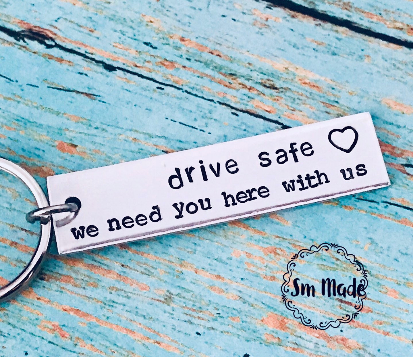 Drive safe we need you here with us with heart keychain | Etsy