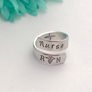 Nurse Ring RN Ring RN / Nurses / Nursing Student / Nurse Gift - Hand ...