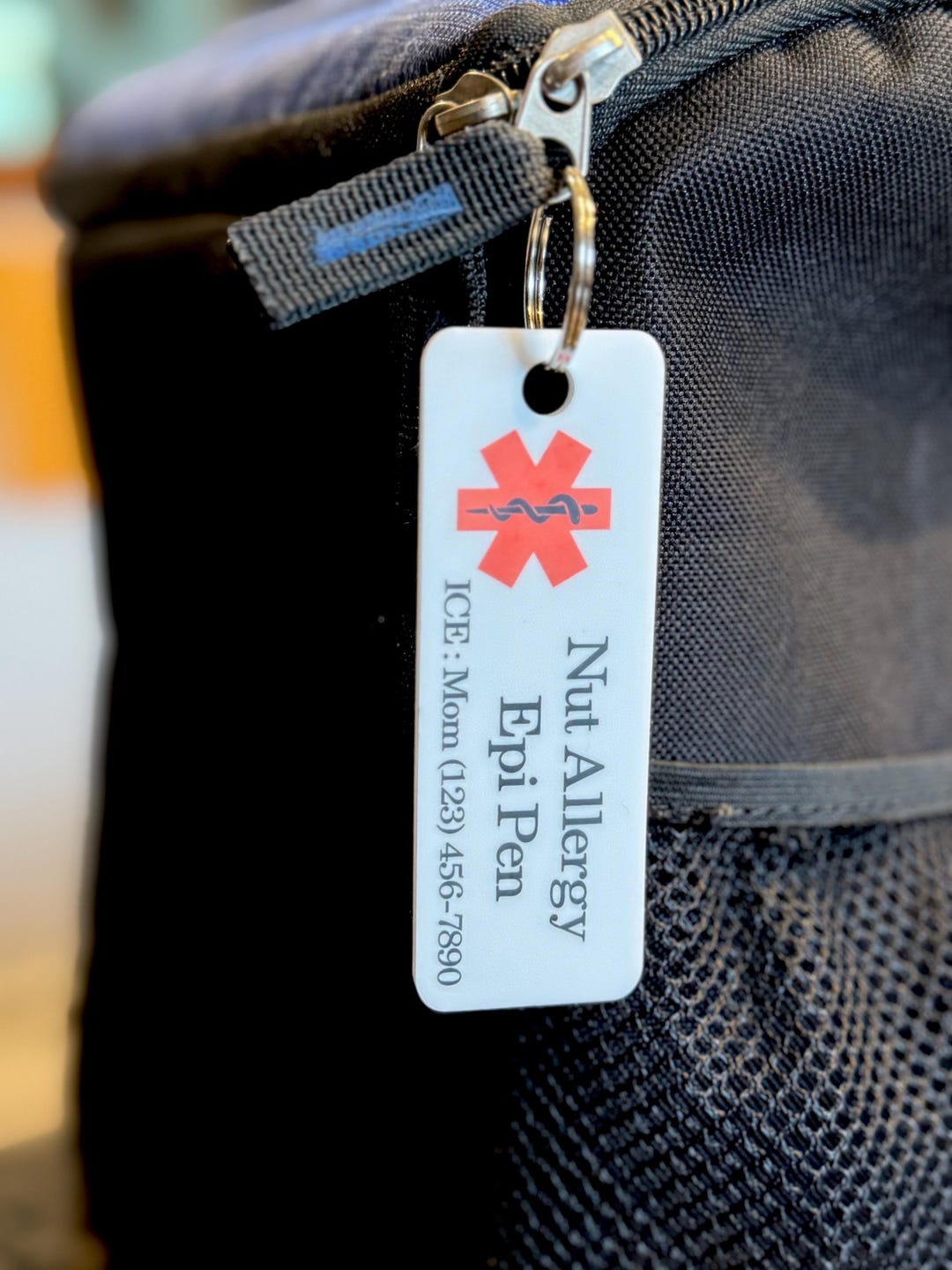 MEDICAL ALERT Backpack Tag, Lunch Tag, Purse Tag, Keychain, Medical ...