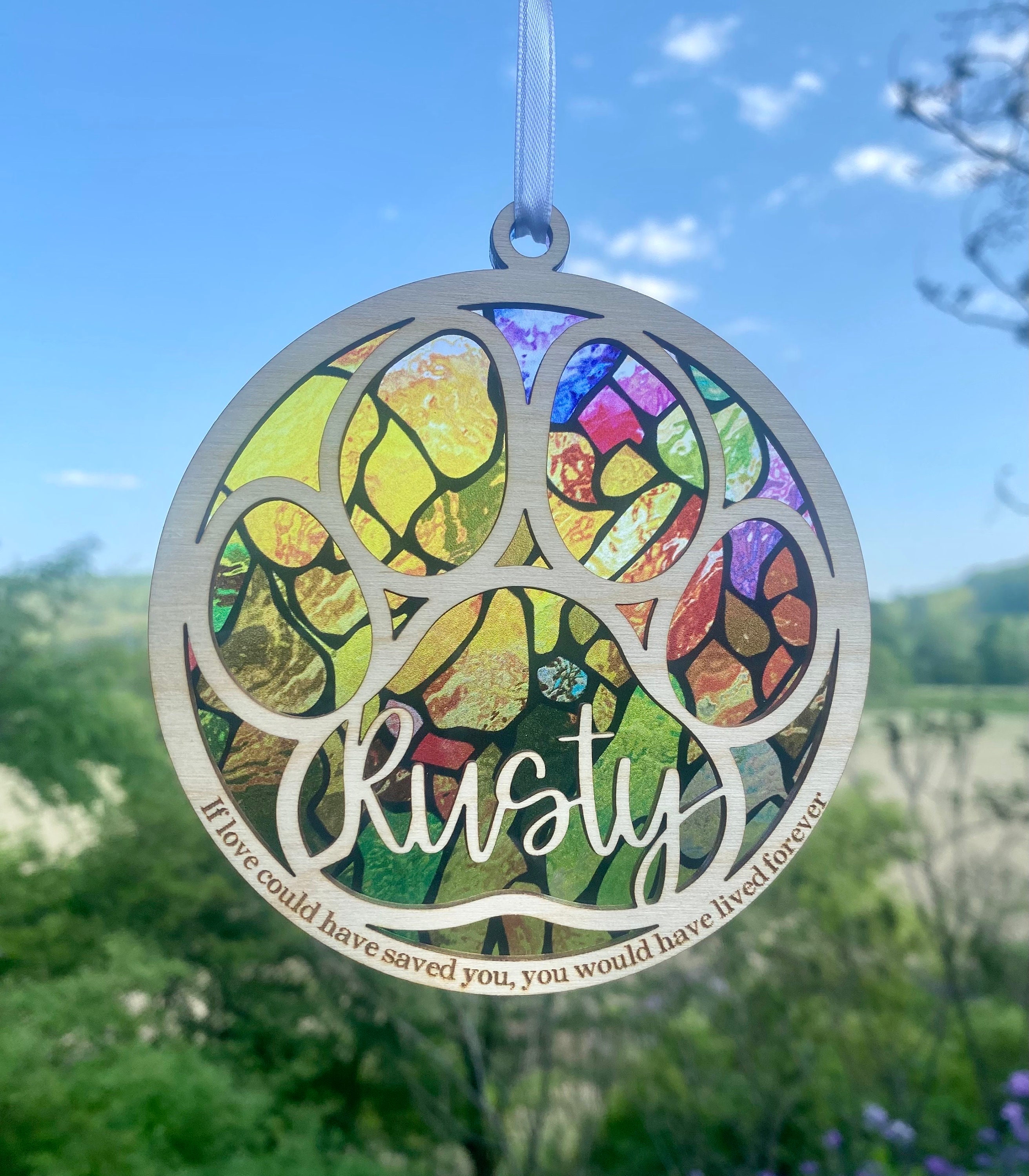 Rainbow Bridge Pet, Sun Catcher, Suncatcher Pet Memorial, Personalized ...