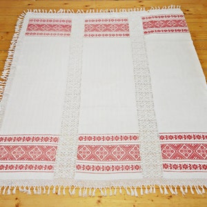 Vintage Romanian Handwoven and Handembroidered Tablecloth / Bedspread ...