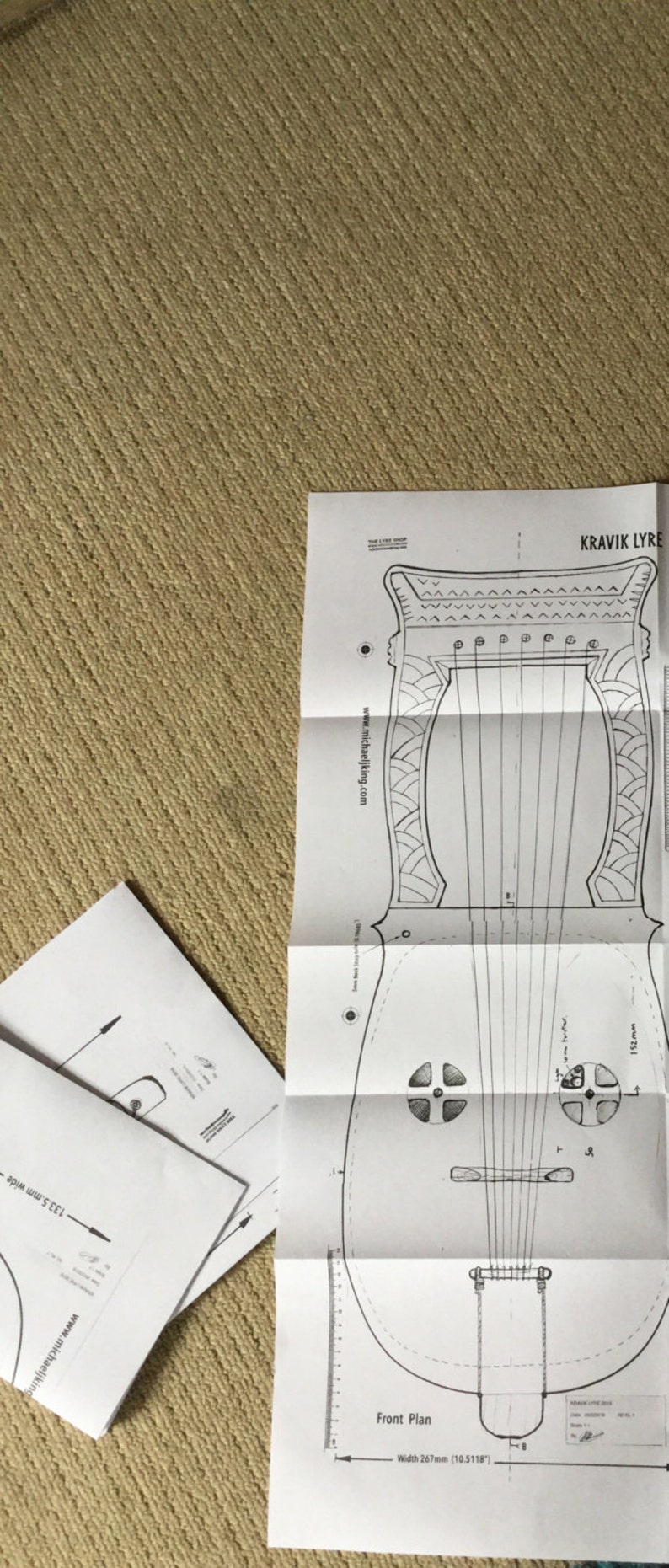 Kravik Lyre Plans Printed 3x A1 Pieces of Paper With Extra | Etsy UK