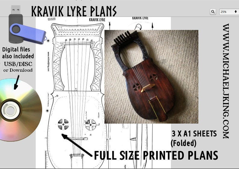Kravik Lyre Plans Printed 3x A1 pieces of paper with extra | Etsy