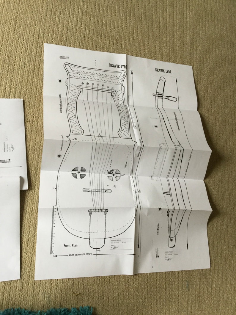Kravik Lyre Plans Printed 3x A1 Pieces of Paper With Extra | Etsy UK