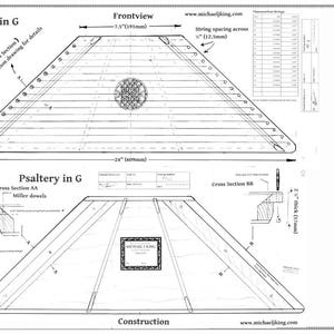 Psaltery in G: Rosette/printed Plans Set/hardware/ Strings in Drop Menu ...