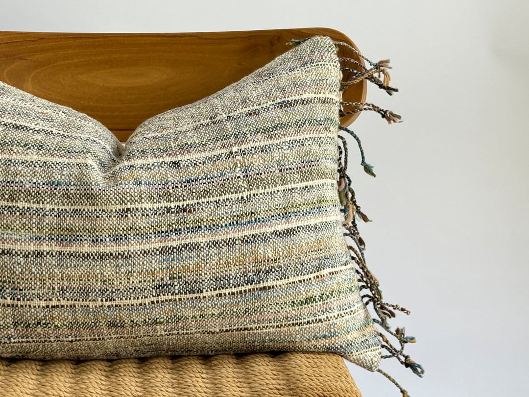 Lumbar Pillow, Fringes Pillow, Woven Pillow, Boho Pillow, Farmhouse ...