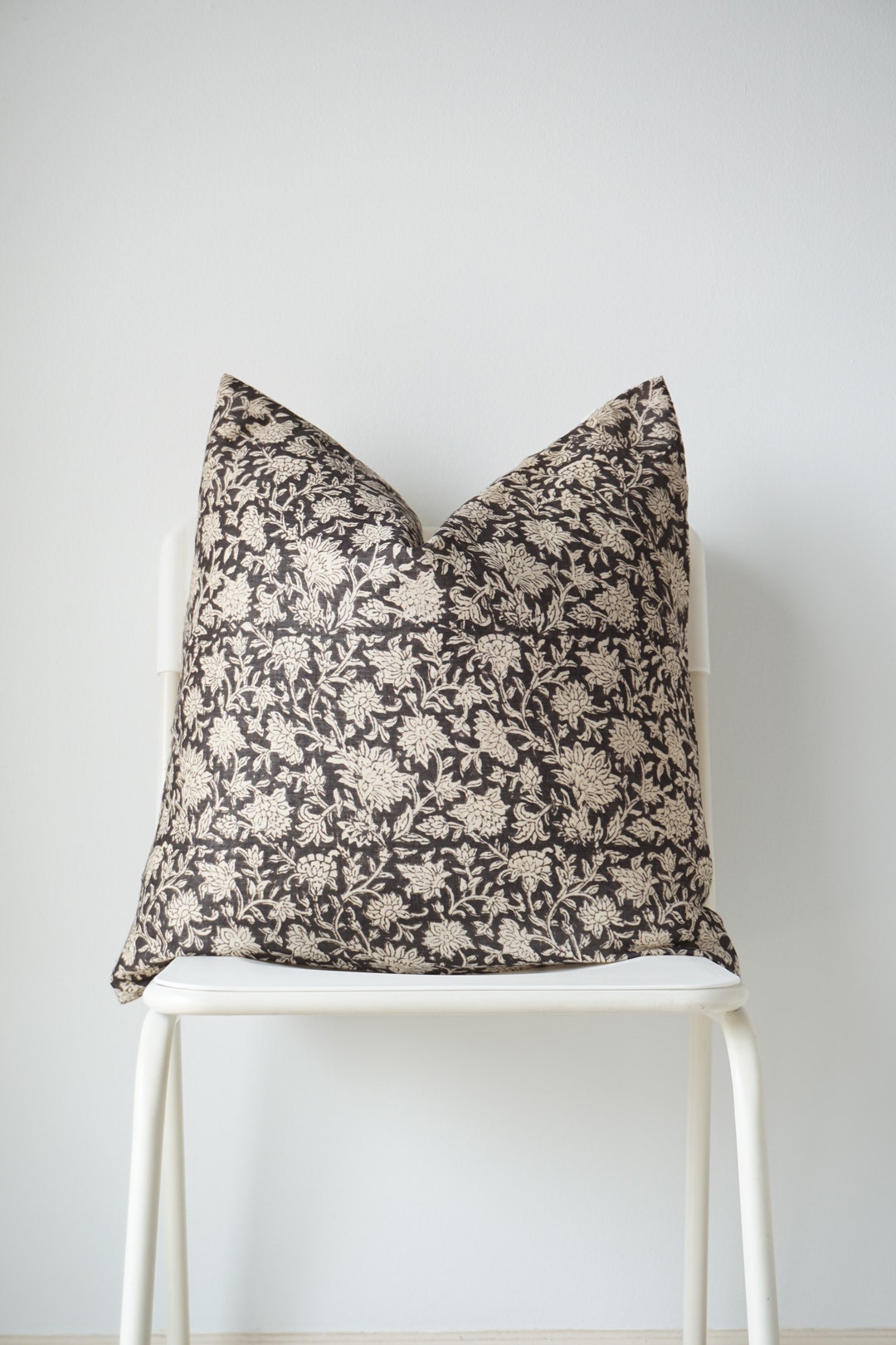 Block Print Pillow, Floral Pillow, Botanical Pillow, Boho Pillow ...