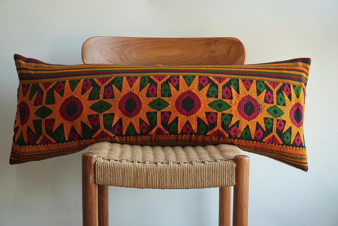 Rare Tai Lue Antique Textile Lumbar Pillow 14x36 – One of a Kind Tribal ...