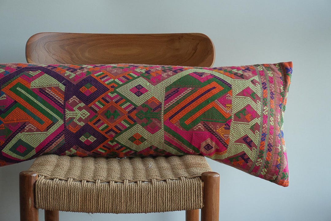 Rare Tai Lue Antique Textile Lumbar Pillow 14x36 – One of a Kind Tribal ...