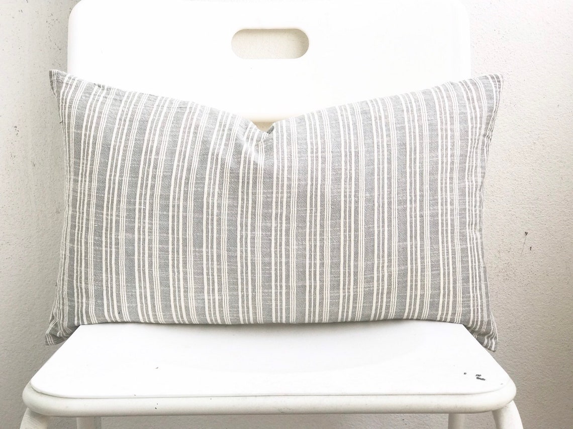 Grey Striped Pillow Cover | Etsy
