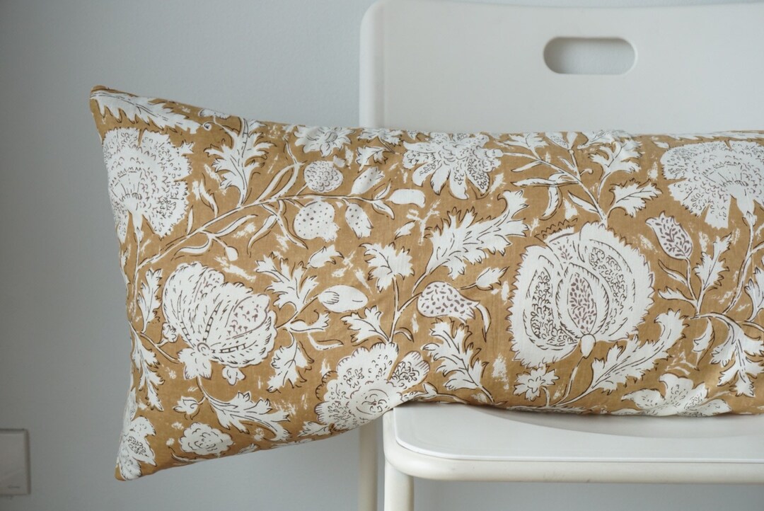 Lumbar Pillow, Block Print Pillow, Floral Pillow, Boho Pillow ...