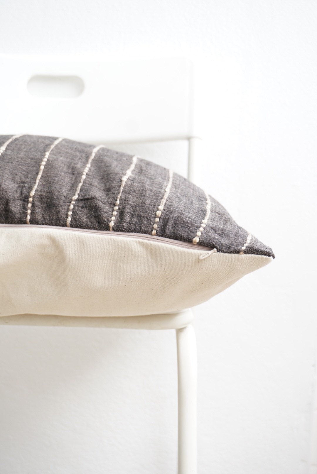 Grey Brown neutral Striped Woven Pillow Cover | Etsy