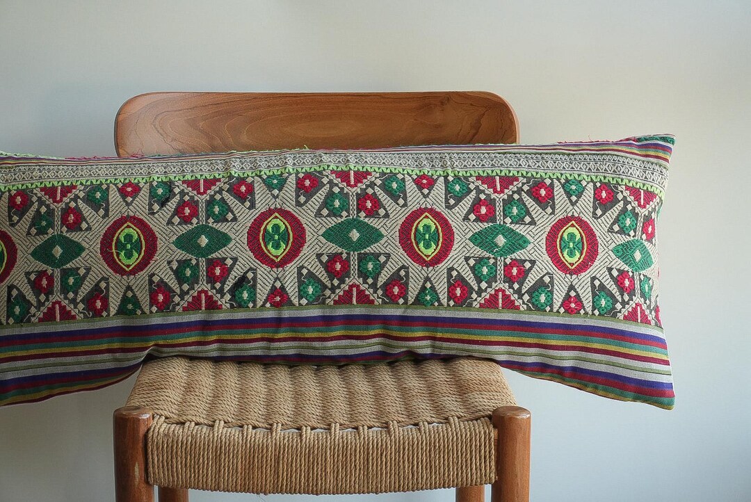 Rare Tai Lue Antique Textile Lumbar Pillow 14x36 – One of a Kind Tribal ...
