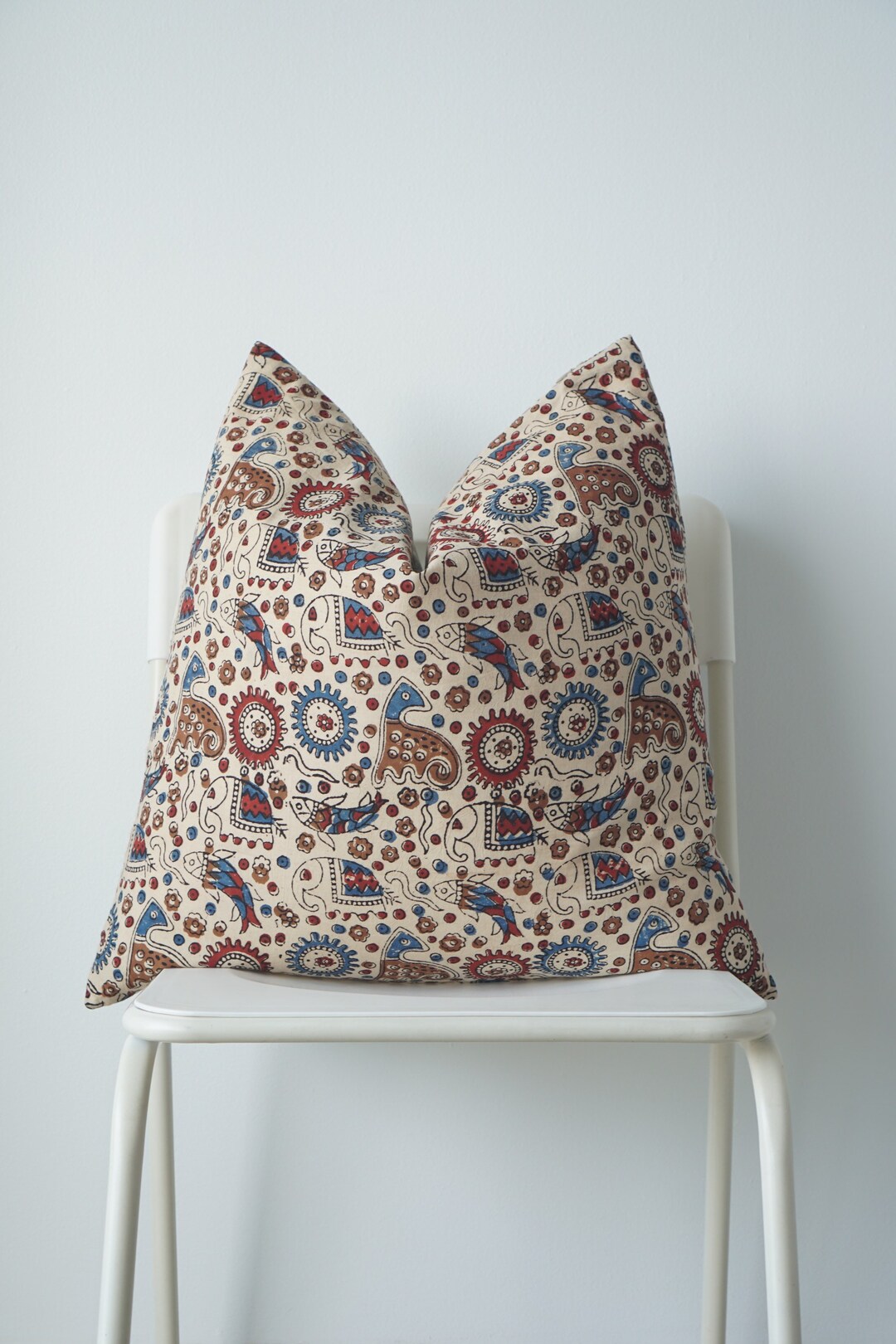 Block Print Pillow, Floral Pillow, Botanical Pillow, Boho Pillow ...