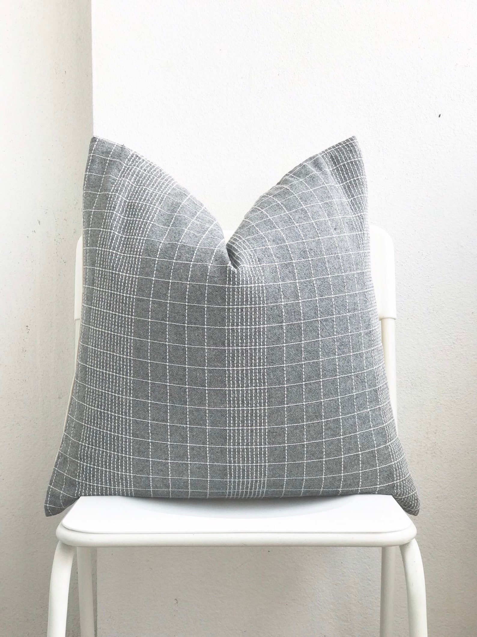 Grey Striped White Linear Pillow Cover | Etsy
