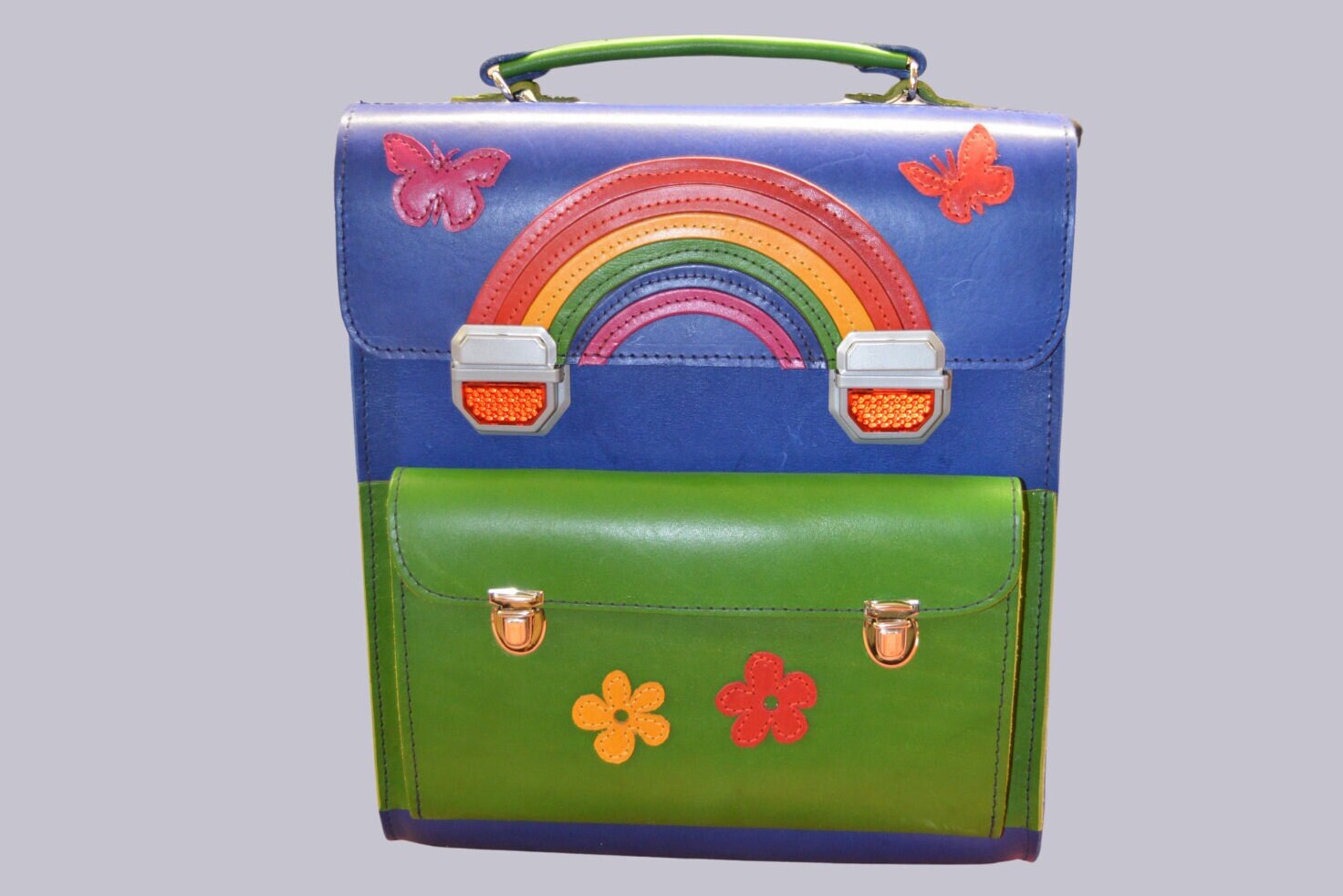 Ranzen hochkant aus Leder einfarbig oder bunt Schulranzen | Etsy