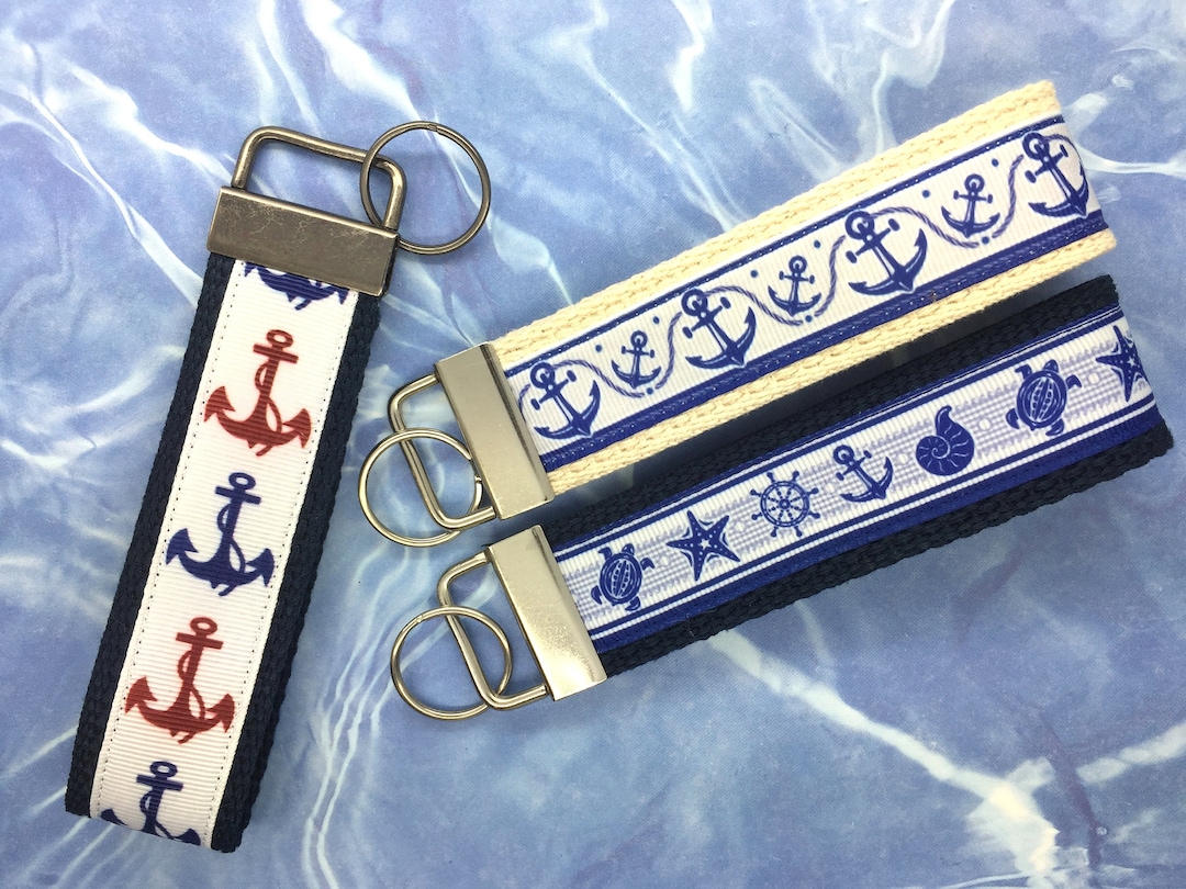 Nautical Key Fobs, Anchor Keychain, Wristlet Lanyard, Keyring, Beach ...