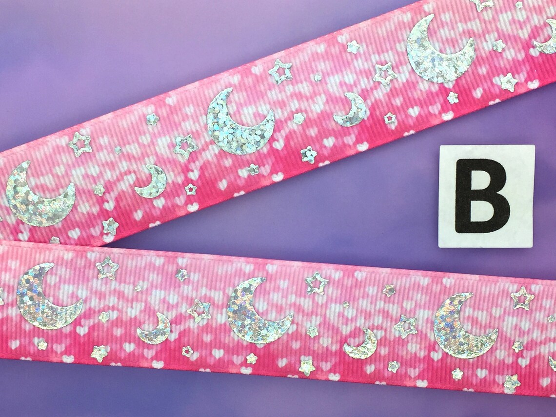 Moon and Stars Foil Grosgrain Ribbon 1 25mm Hair Bow - Etsy