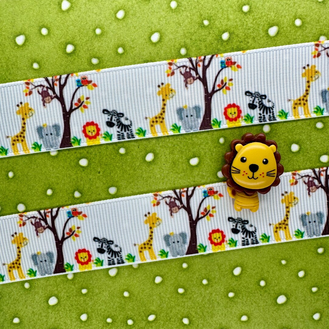 Animal Grosgrain Ribbon 7/8 22mm, Lion Flatback, set Includes 2 Yards ...