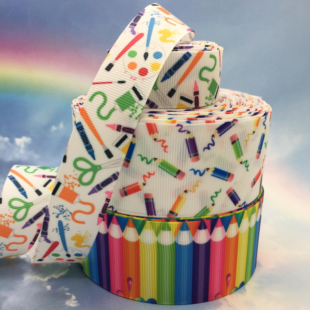 Back to School Grosgrain Ribbon, Art Supplies Ribbon 7/8" 22mm, Colored ...