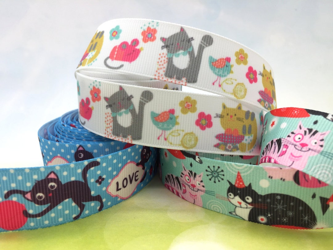 Cat Grosgrain Ribbon 7/8 22mm, Kitten Ribbon, Kitty Ribbon, 3 Yards - Etsy