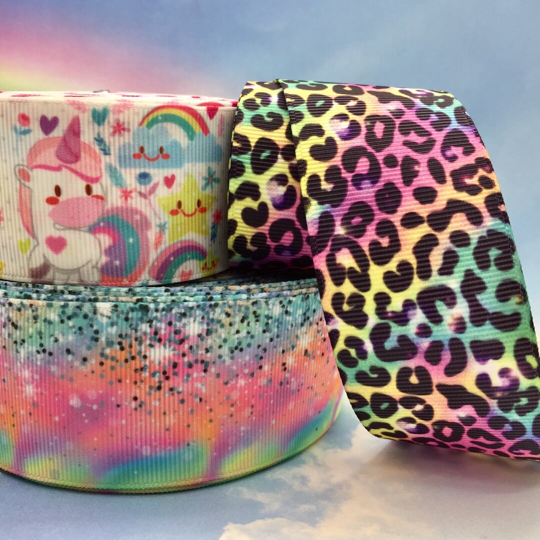 Animal Print Ribbon, Tie Dye Ribbon, Unicorn Ribbon, Grosgrain Ribbon 1 ...