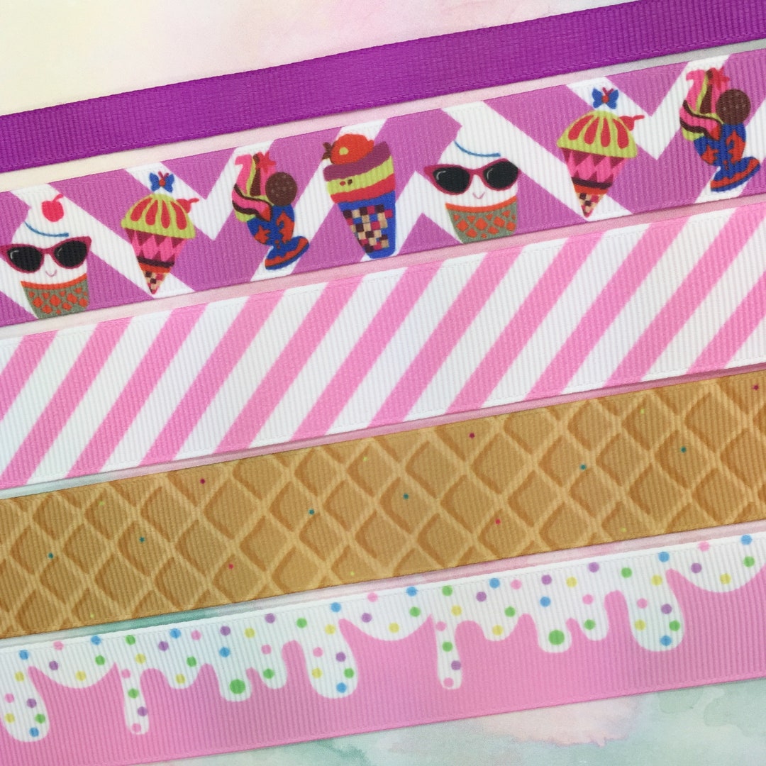 Ice Cream Ribbon, Waffle Cone Ribbon, Melting Icing Ribbon, Pink ...