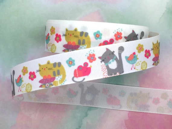 Cat Grosgrain Ribbon 7/8 22mm Kitten Ribbon Kitty Cat | Etsy