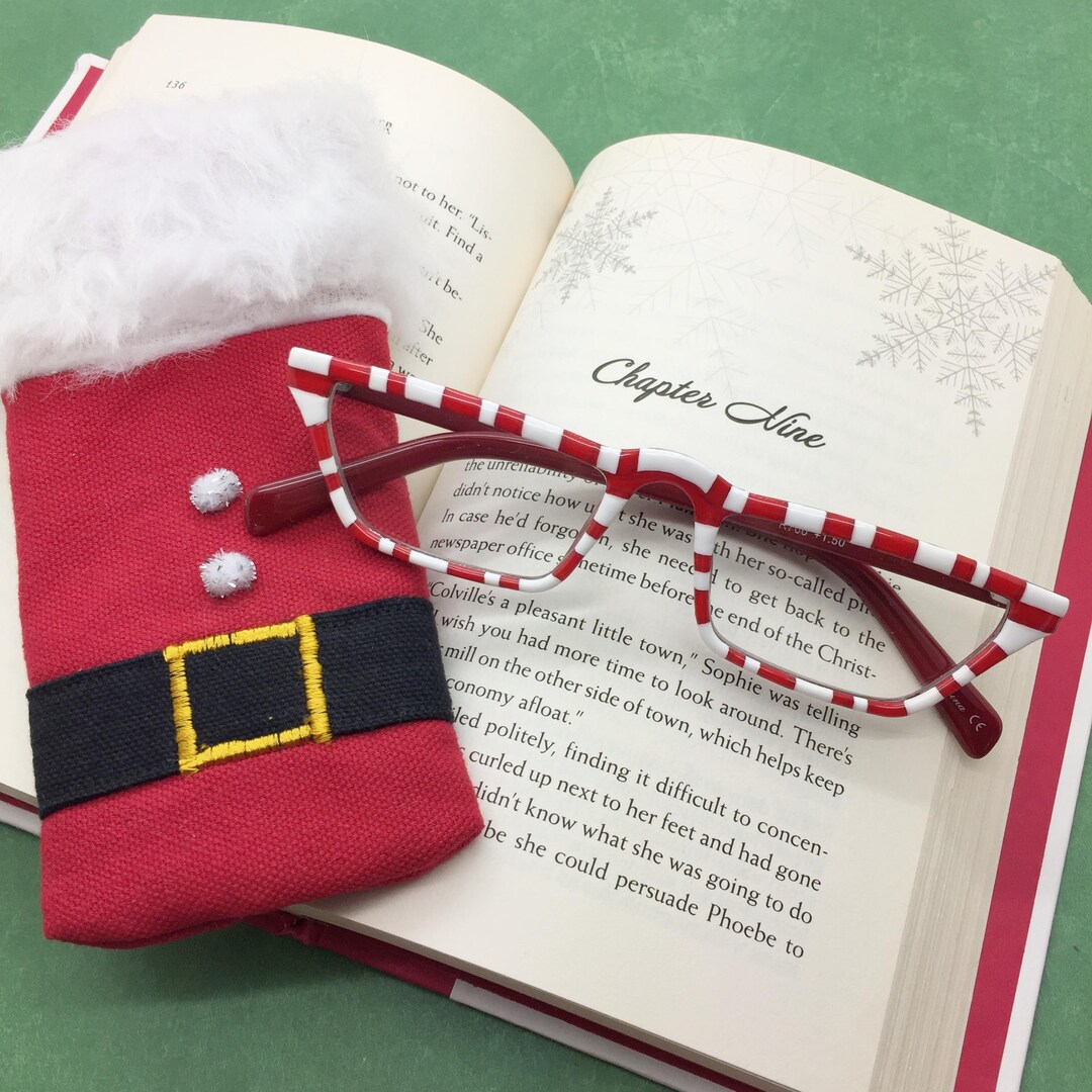 Christmas Candy Cane Reading Glasses, Holiday Readers, Santa Belt ...