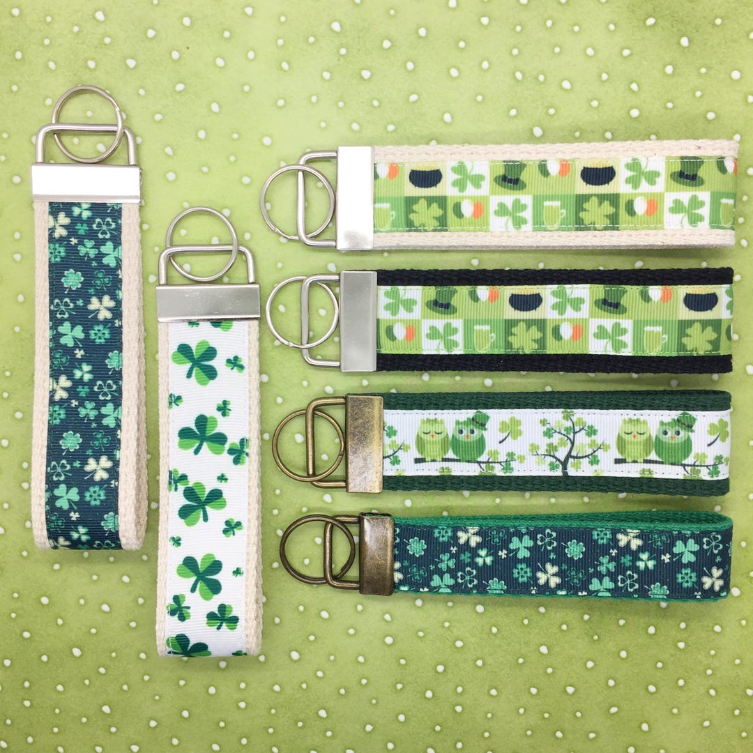 St. Patrick’s Day Key Fob, Shamrock Keychain, Four Leaf Clover Key Ring ...