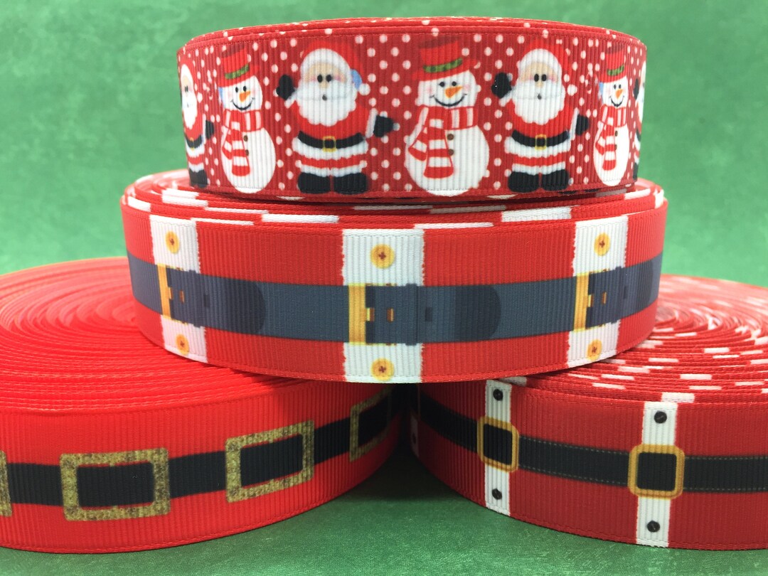 Christmas Ribbon, Santa Belt Ribbon, Snowman Ribbon, Choice of 3 Yards ...