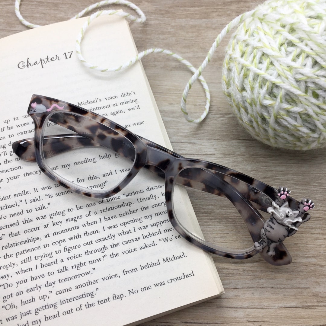 Cat Reading Glasses With Hand Painted Mouse - Etsy