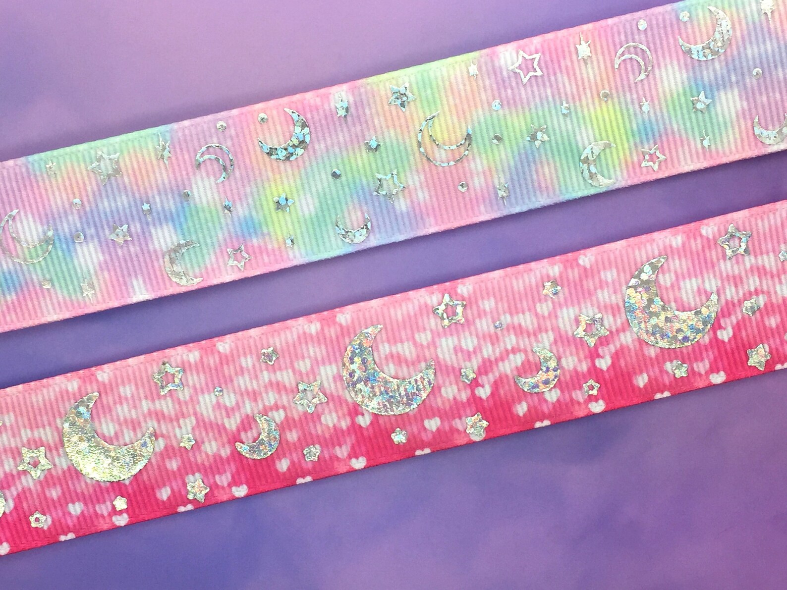 Moon and Stars Foil Grosgrain Ribbon 1 25mm Hair Bow - Etsy