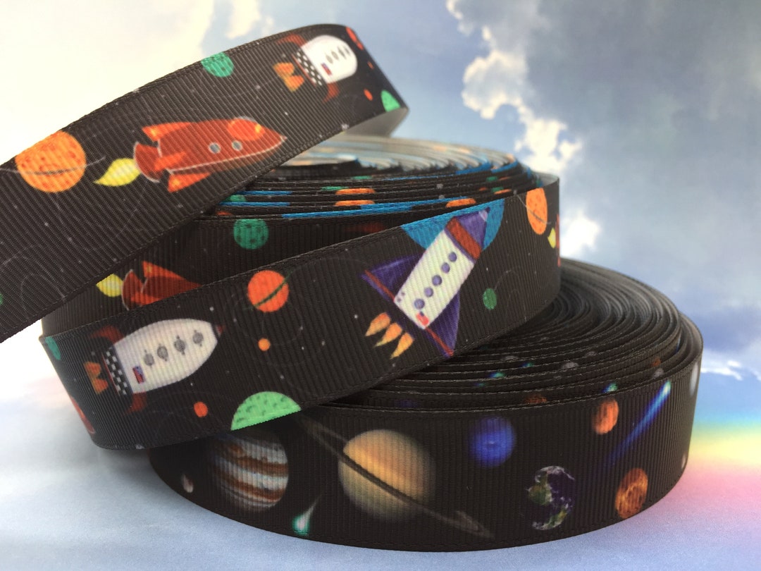 Outer Space Ribbon, Moon Ribbon, Planet Ribbon, Celestial Grosgrain ...